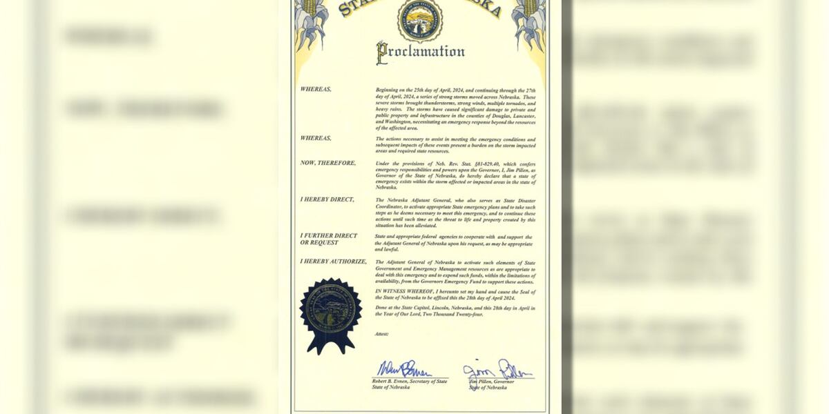 Gov. Pillen issues emergency declaration for three counties Gov. Pillen issues emergency declaration for three counties